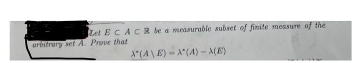 Solved Let E⊂a⊂r Be A Measurable Subset Of Finite Measure Of