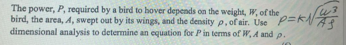 Solved The power, P, ﻿required by a bird to hover depends on | Chegg.com