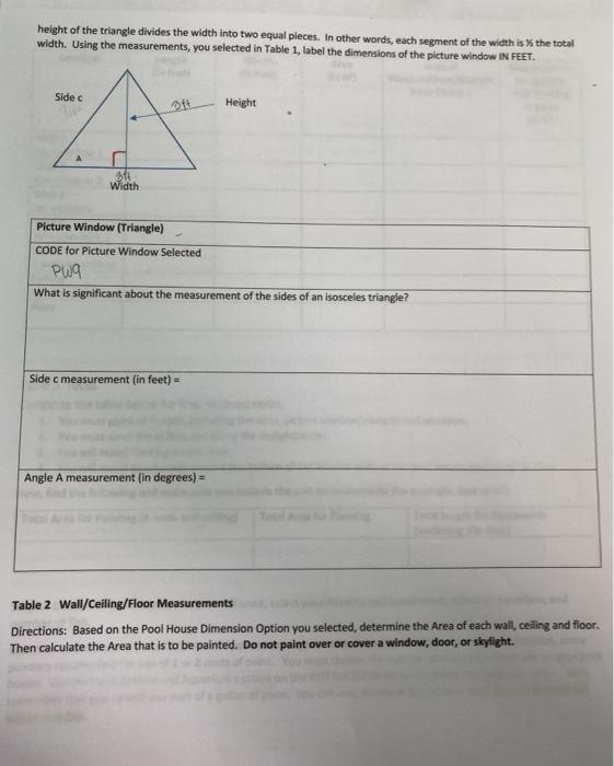 Solved Height of the triangle divides the width into two | Chegg.com