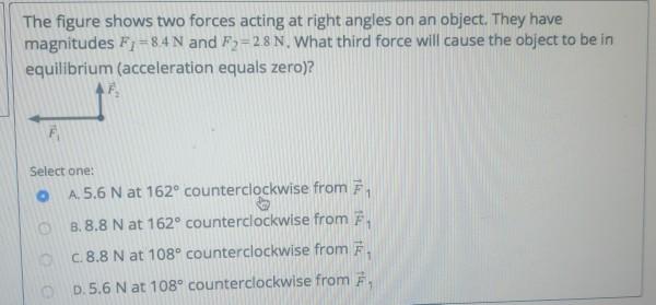 Solved The Figure Shows Two Forces Acting At Right Angles On