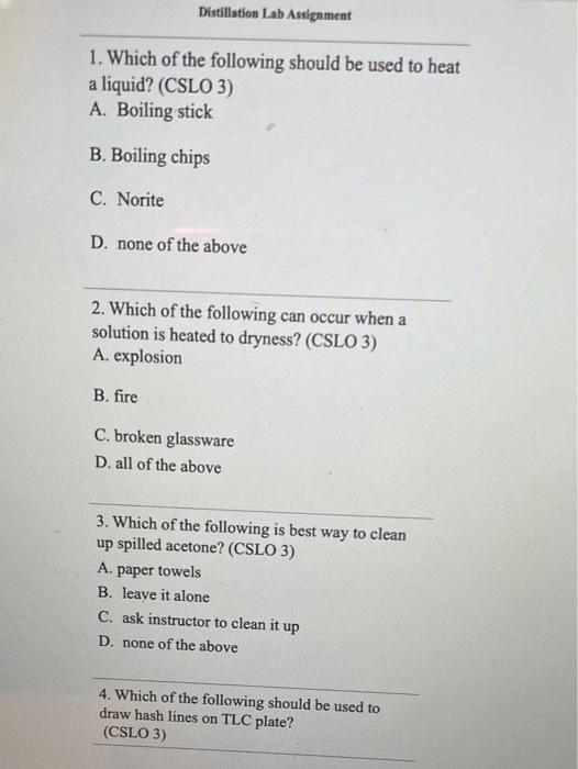 Solved DISTILLATION The most common methods of distillation | Chegg.com