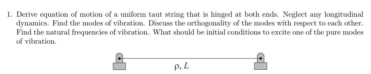 Solved 1. ﻿Derive equation of motion of a uniform taut | Chegg.com