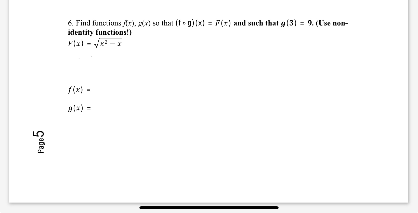 Solved Find functions f(x),g(x) ﻿so that (f@g)(x)=F(x) ﻿and | Chegg.com