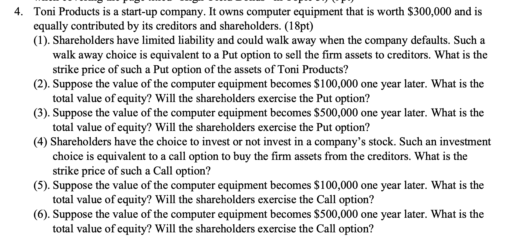 Solved Toni Products is a start-up company. It owns computer | Chegg.com