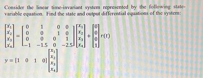 Solved Consider the linear time-invariant system represented | Chegg.com