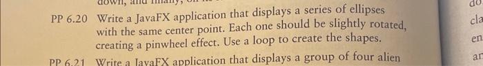 Solved PP 6.20 Write a JavaFX application that displays a | Chegg.com