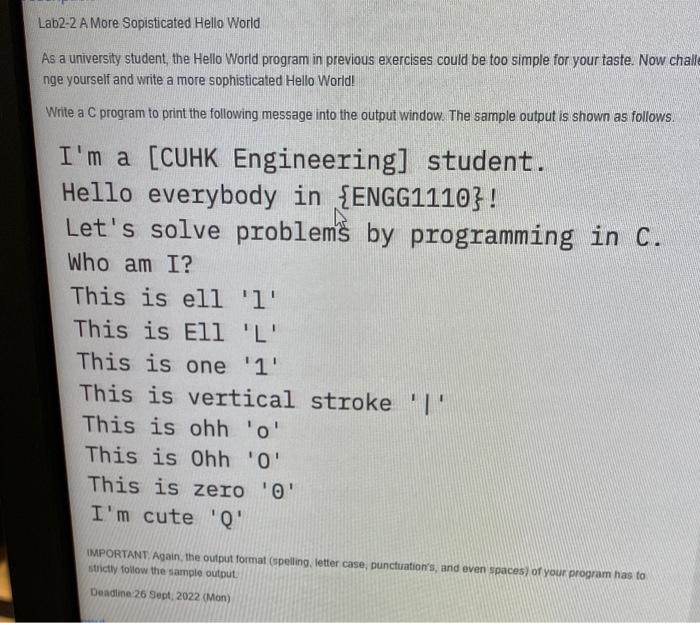 Solved Lab2-2 A More Sopisticated Hello World As a | Chegg.com