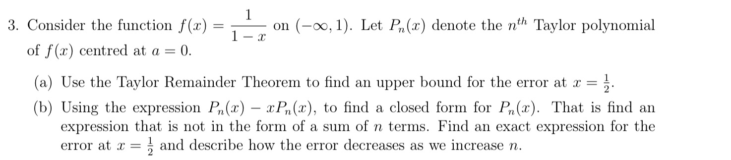 Solved Consider the function f(x)=11-x ﻿on (-∞,1). ﻿Let | Chegg.com