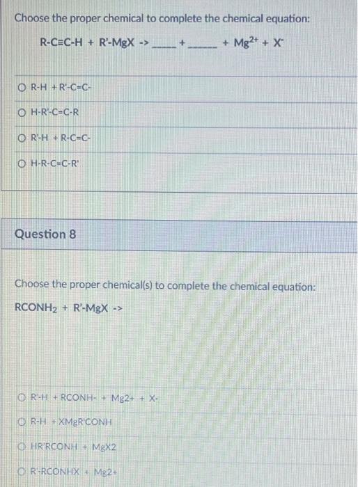 Solved Choose the proper chemical to complete the chemical | Chegg.com