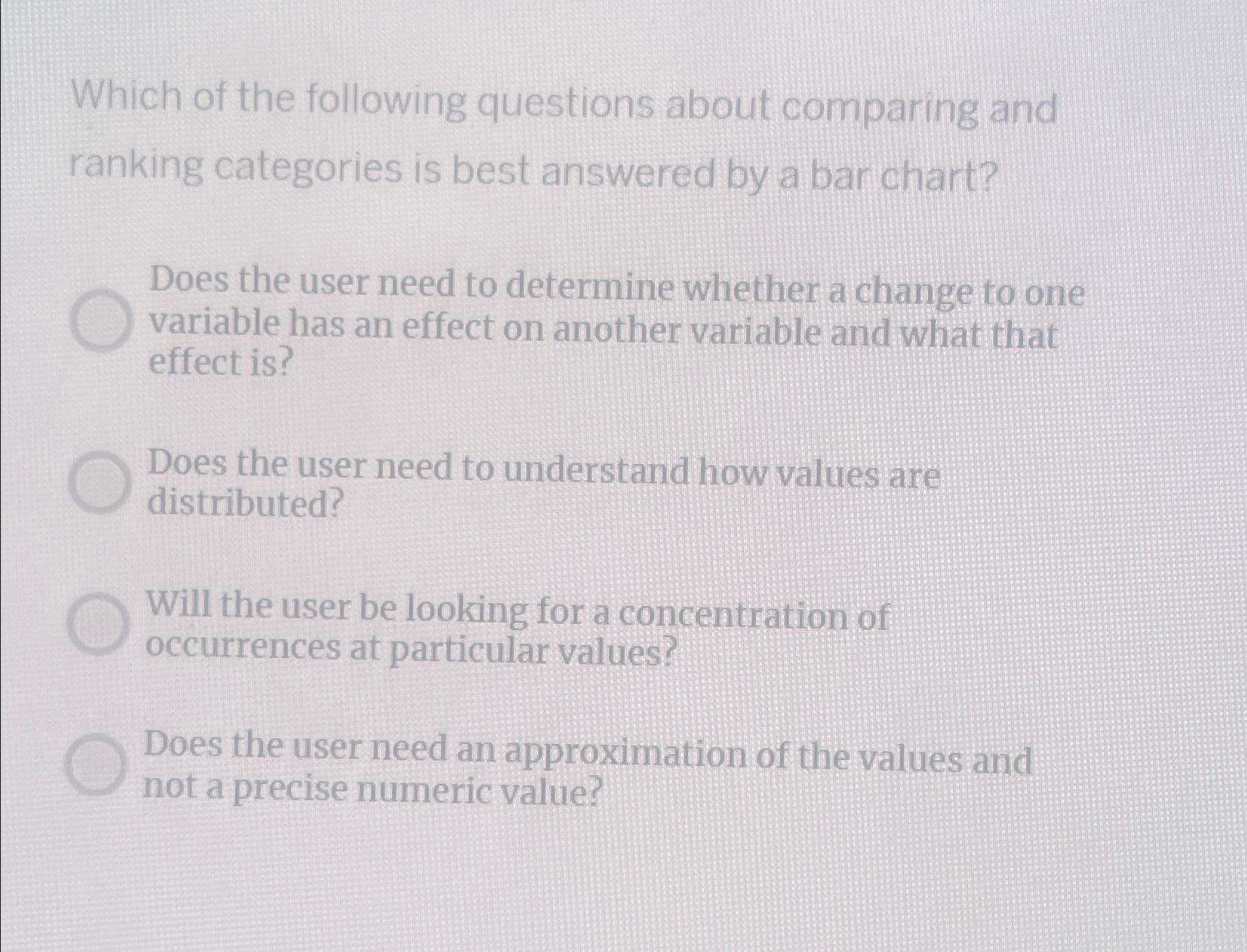 Solved Which of the following questions about comparing and | Chegg.com