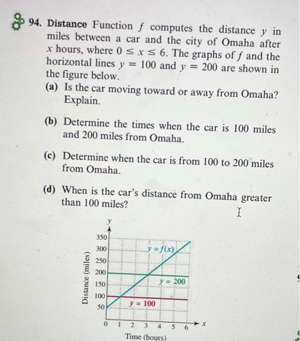 Solved 94. Distance Function f computes the distance y in | Chegg.com