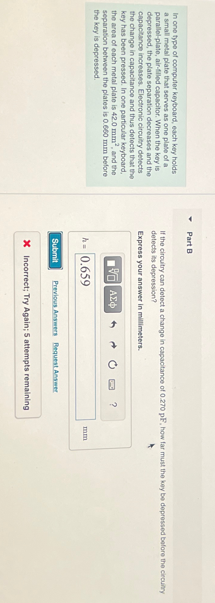 Solved Part BIn one type of computer keyboard, each key | Chegg.com