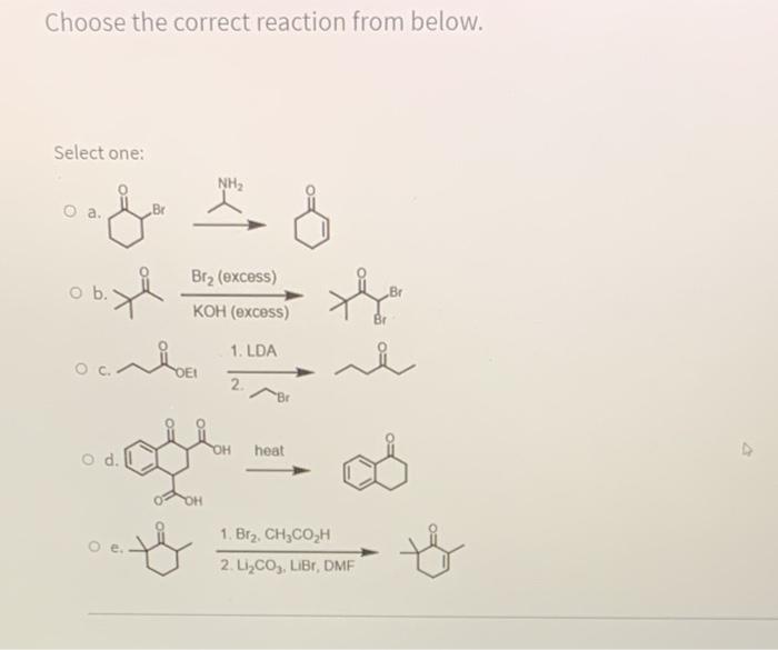 Solved Choose the correct reaction from below. Select one: | Chegg.com