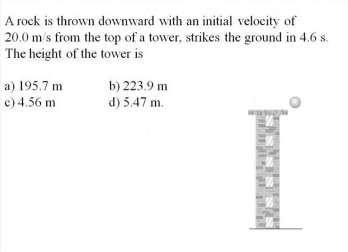 Solved A rock is thrown downward with an initial velocity of | Chegg.com