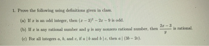 Solved 1. Prove the following using definitions given in | Chegg.com