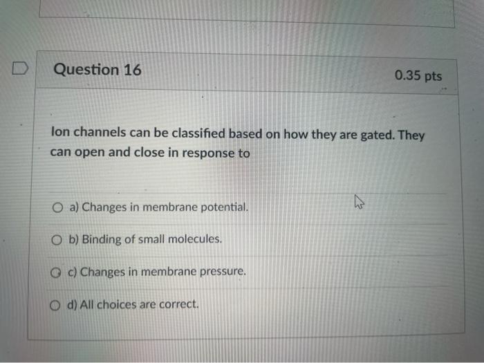 Solved Question 16 0.35 pts lon channels can be classified | Chegg.com