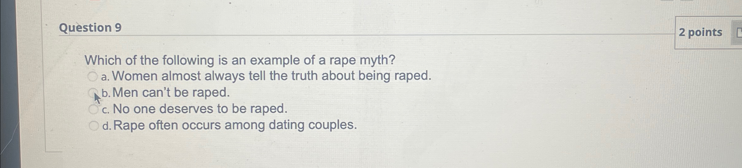 Solved Question 92 ﻿pointsWhich of the following is an | Chegg.com