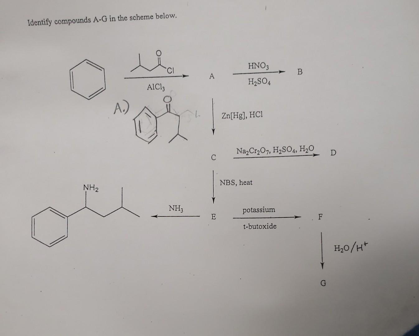 Solved Identify compounds A-G in the scheme below. A | Chegg.com