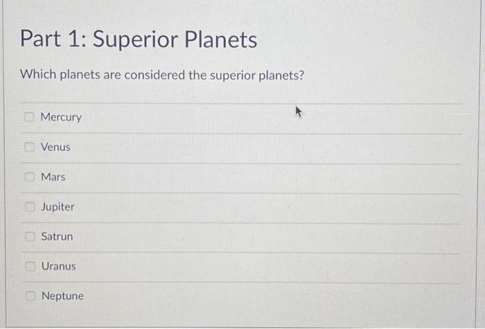 Solved Part 1: Superior Planets 1. Open Stellarium. 2. In | Chegg.com