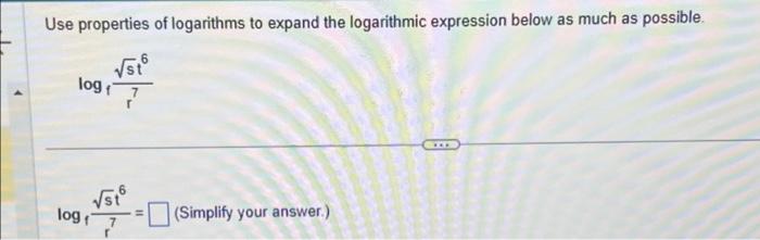 Solved Use properties of logarithms to expand the | Chegg.com