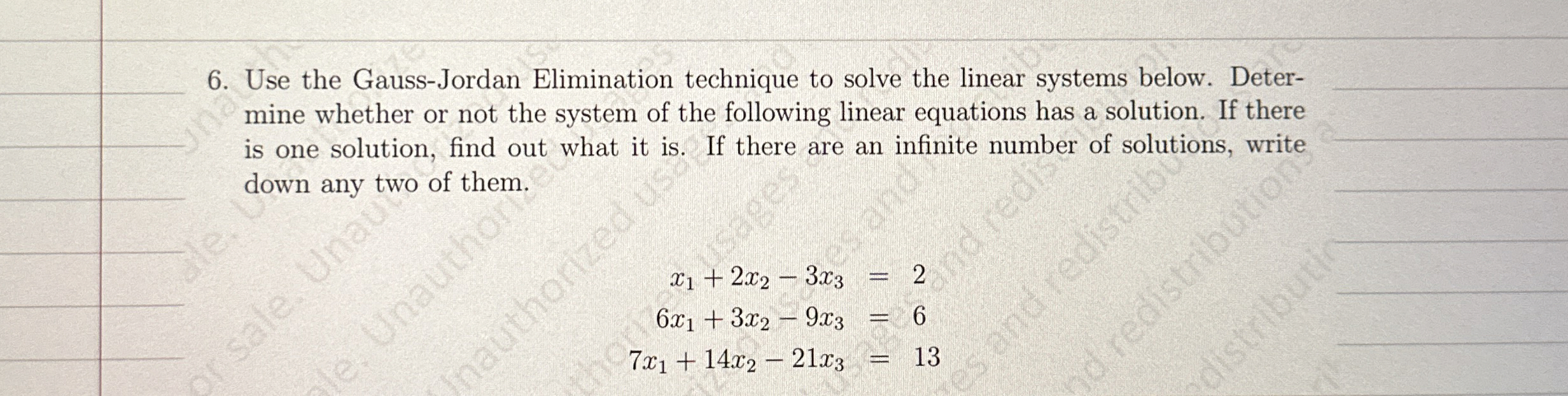Solved Use the Gauss-Jordan Elimination technique to solve | Chegg.com