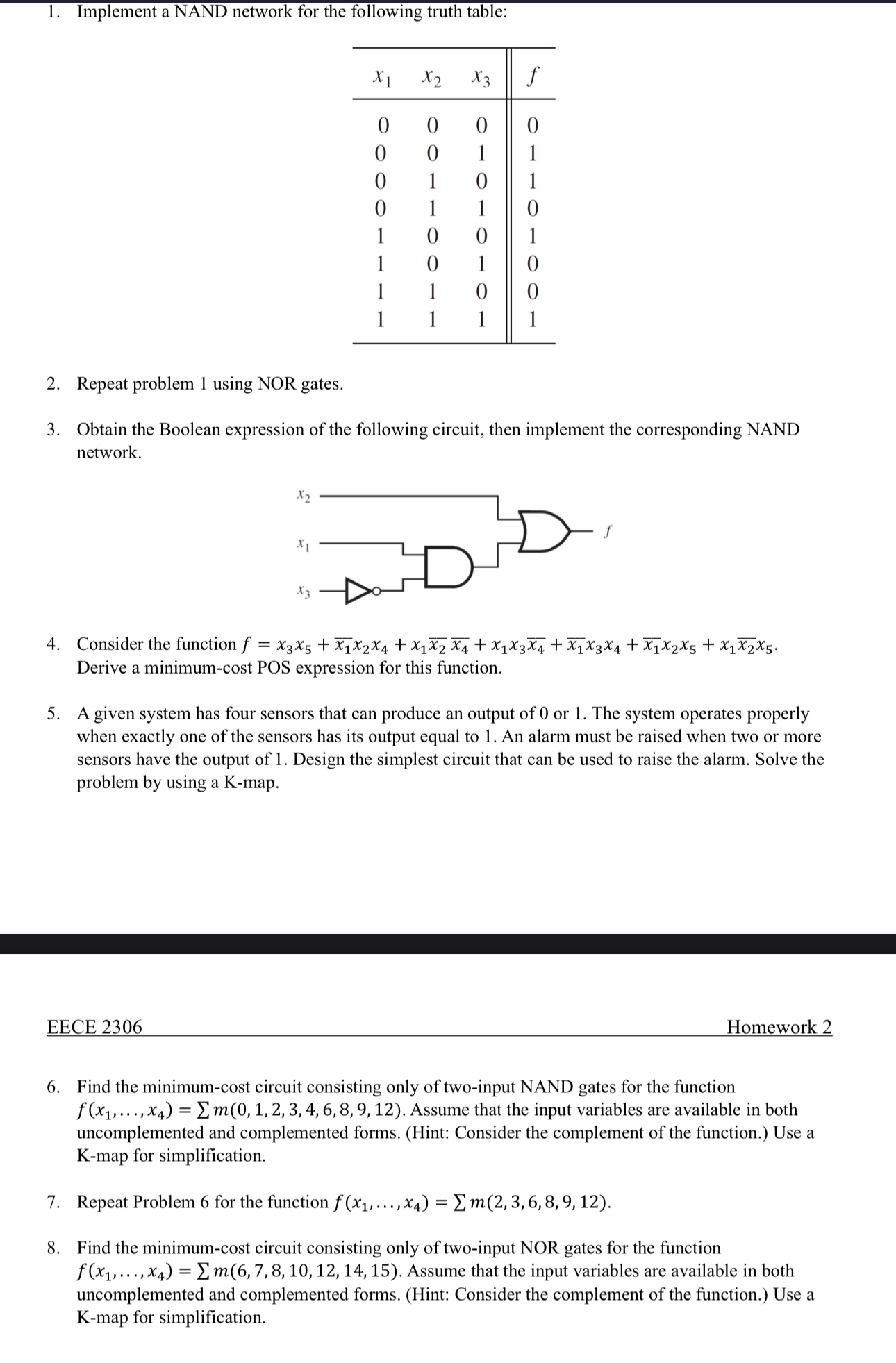 Solved Implement a NAND network for the following truth | Chegg.com