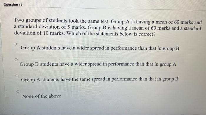Solved Two groups of students took the same test. Group A is | Chegg.com