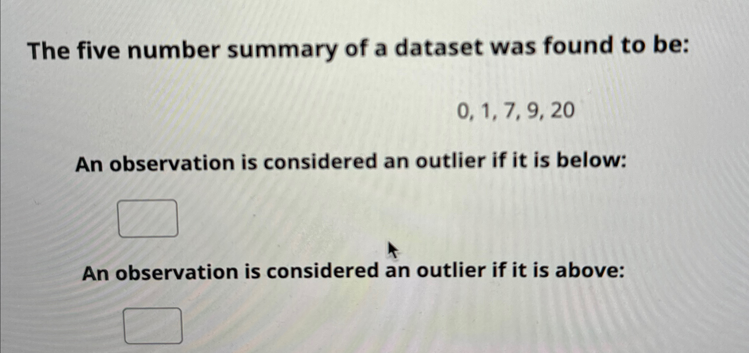 Solved The five number summary of a dataset was found to | Chegg.com