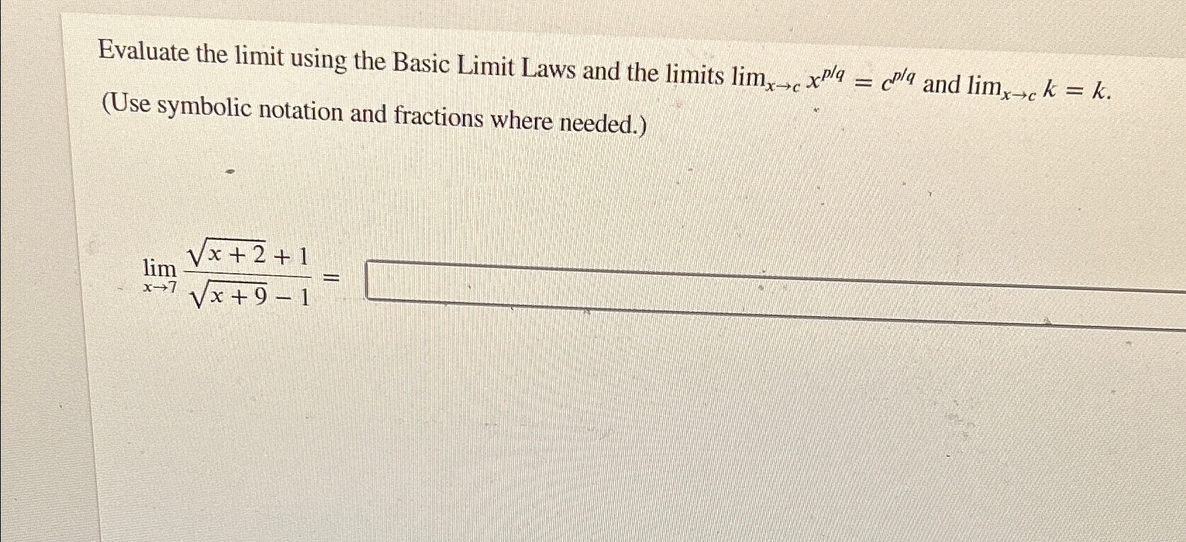 Solved Evaluate the limit using the Basic Limit Laws and the | Chegg.com