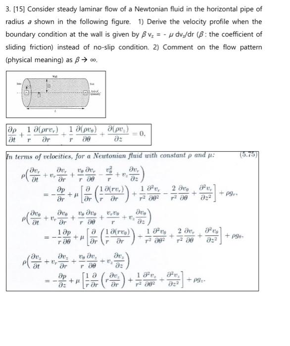 Solved 3. [15] Consider steady laminar flow of a Newtonian | Chegg.com