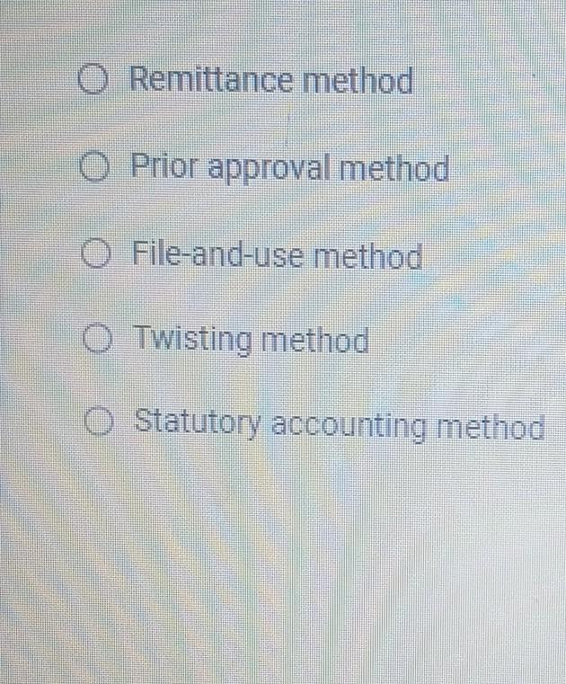 Solved Identify the property casualty rate regulation method | Chegg.com
