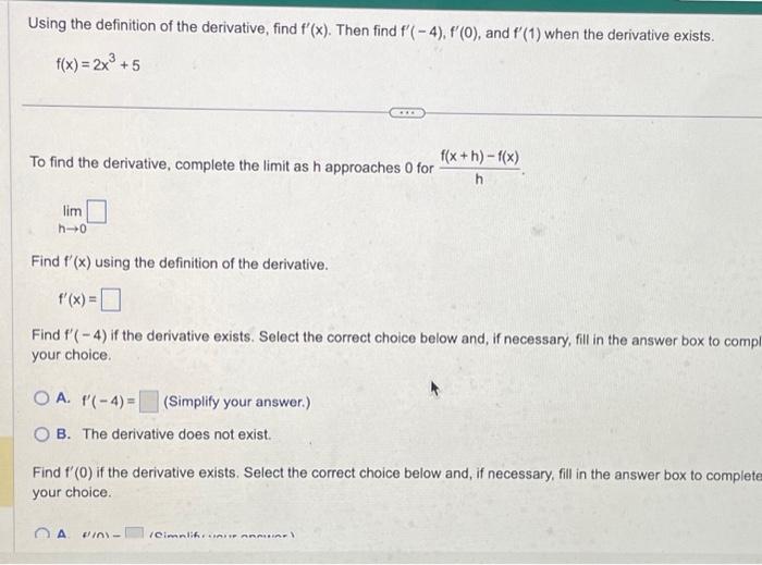 Using the definition of the derivative, find f′(x). | Chegg.com