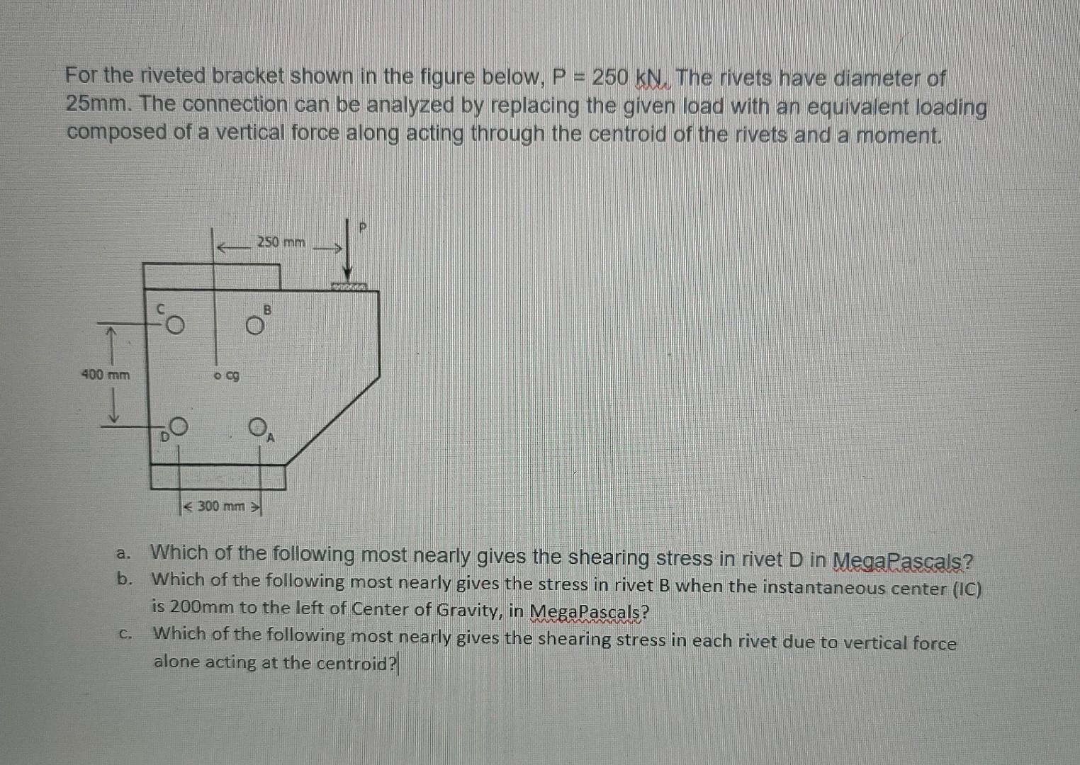 Solved For the riveted bracket shown in the figure below, P | Chegg.com