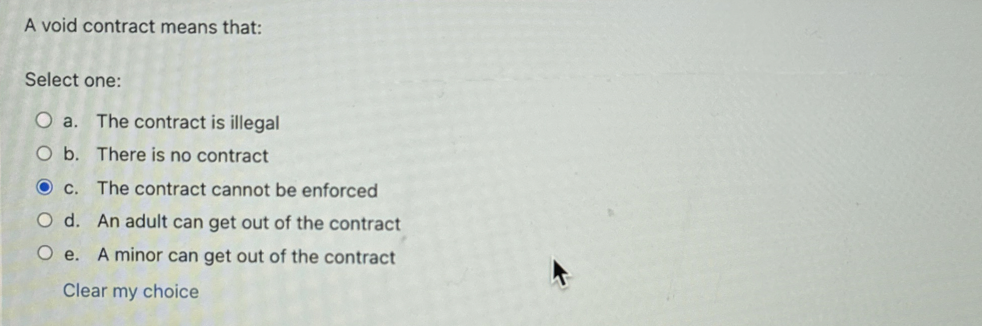 Solved A void contract means that:Select one:a. ﻿The | Chegg.com