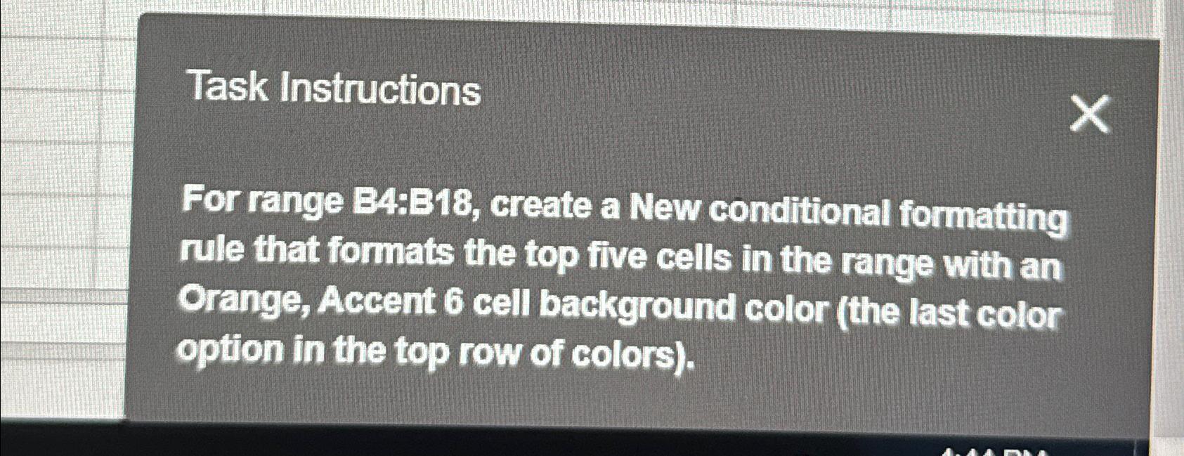 Solved Task Instructions rule that formats the top five | Chegg.com