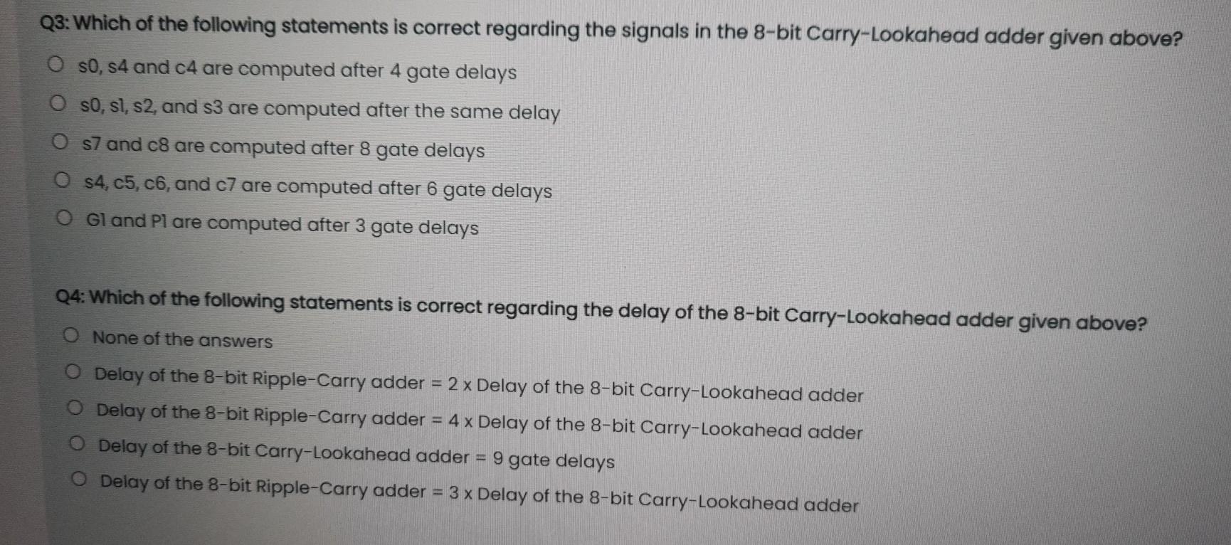 Solved The figure below shows an 8-bit Carry-Lookahead adder | Chegg.com