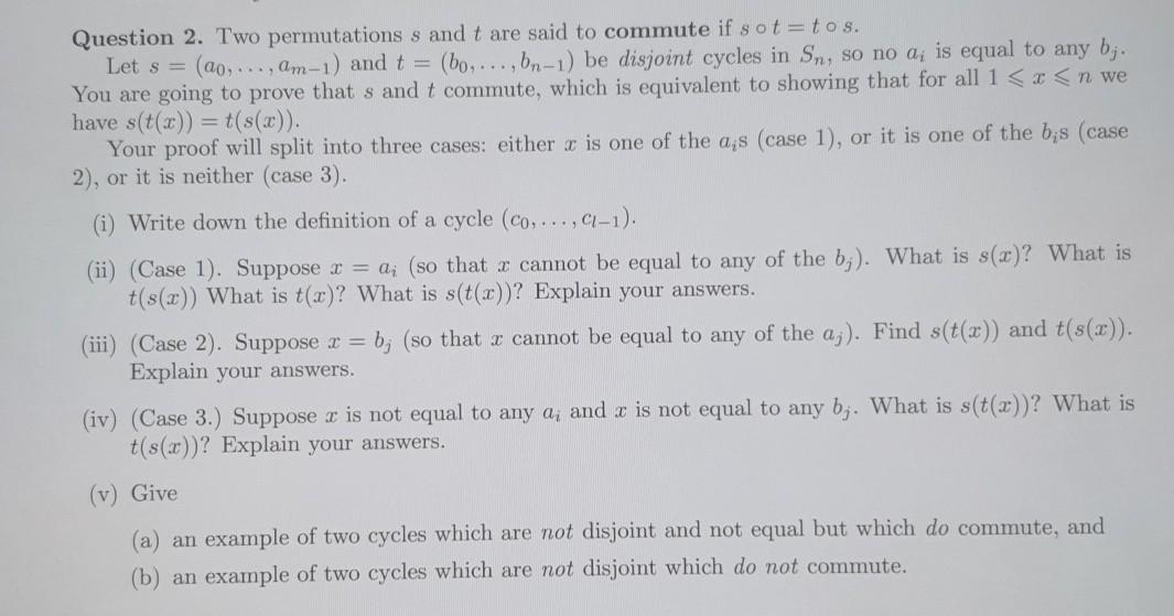 Solved s Question 2. Two permutations s and t are said to | Chegg.com
