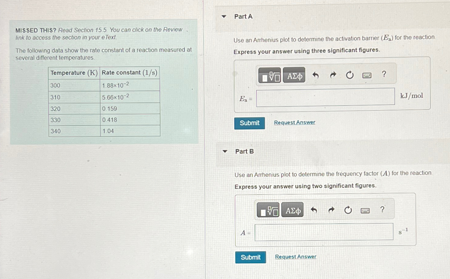 Solved Part AMISSED THIS? Read Section 15.5 ﻿You can click | Chegg.com