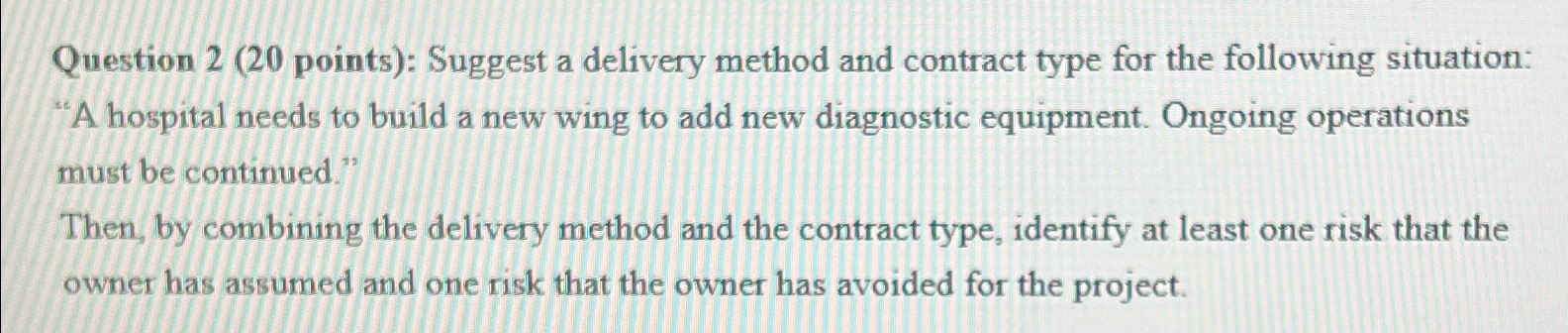 Solved Question 2 (20 ﻿points): Suggest a delivery method | Chegg.com