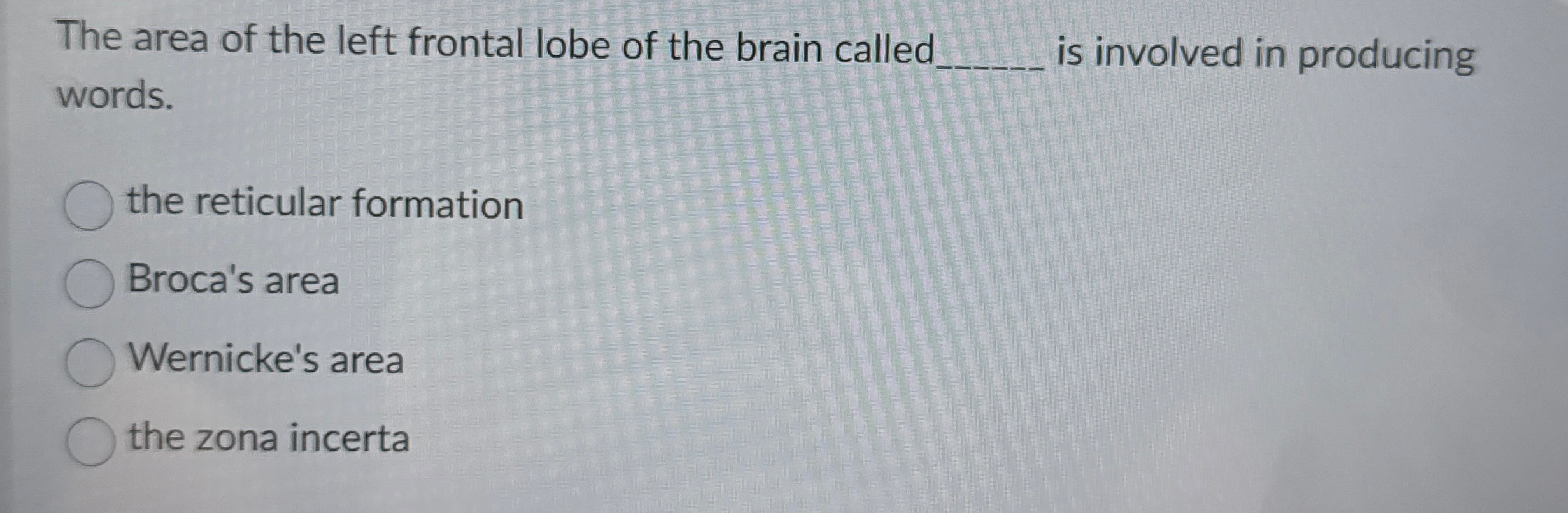 Solved The area of the left frontal lobe of the brain called | Chegg.com