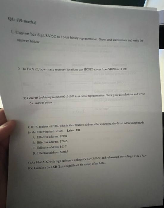 Solved 1. Ponvert bex digit SA2SC to 16-bit binary | Chegg.com