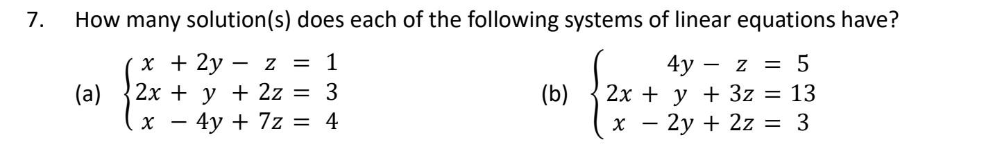 Solved How many solution(s) does each of the following | Chegg.com