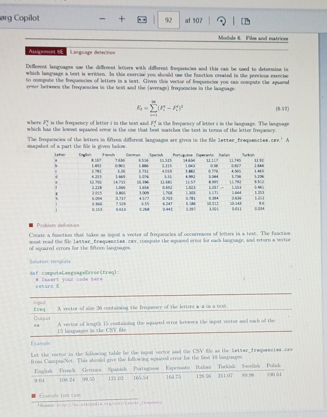 Solved Different languages use the different letters with | Chegg.com