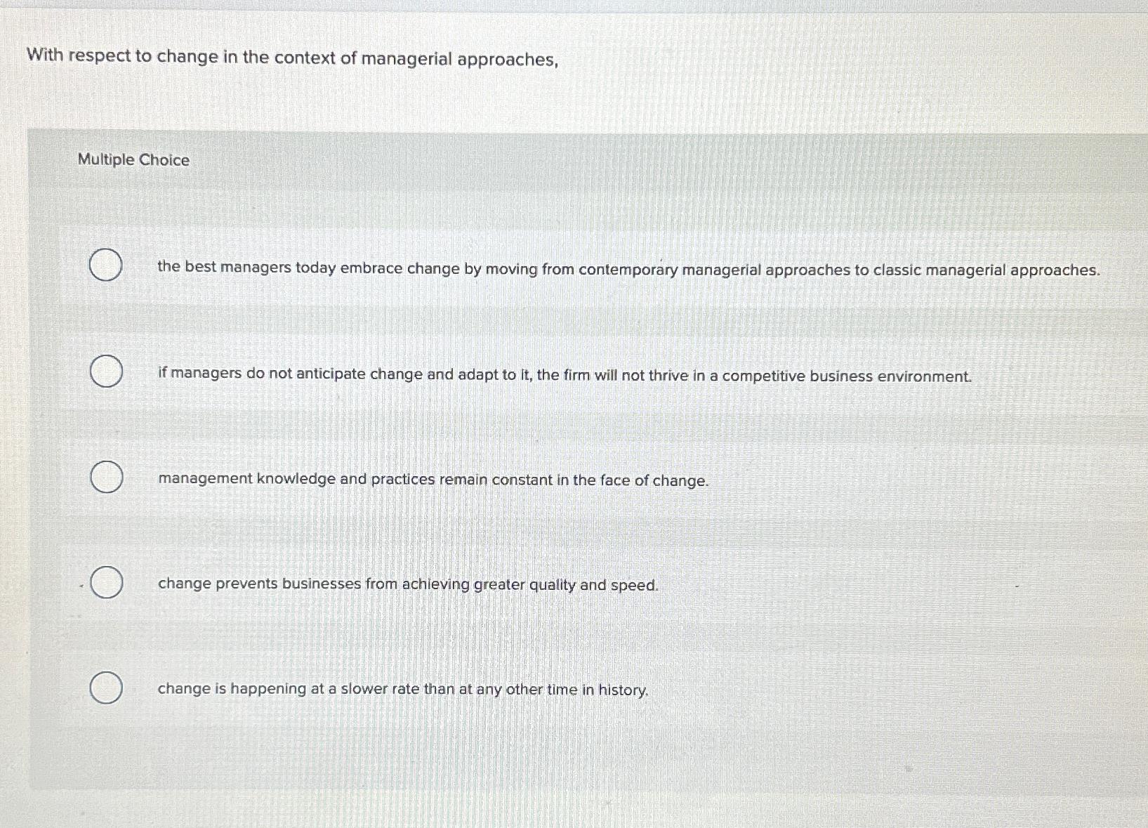 Solved With respect to change in the context of managerial | Chegg.com
