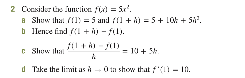 Solved 2 ﻿Consider the function f(x)=5x2.a Show that f(1)=5 | Chegg.com