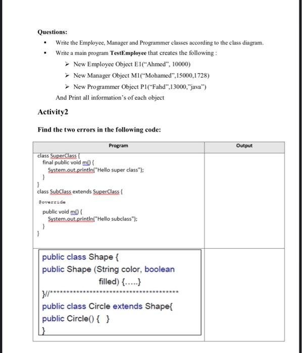 Solved Three UML class diagrams are given below. Class | Chegg.com