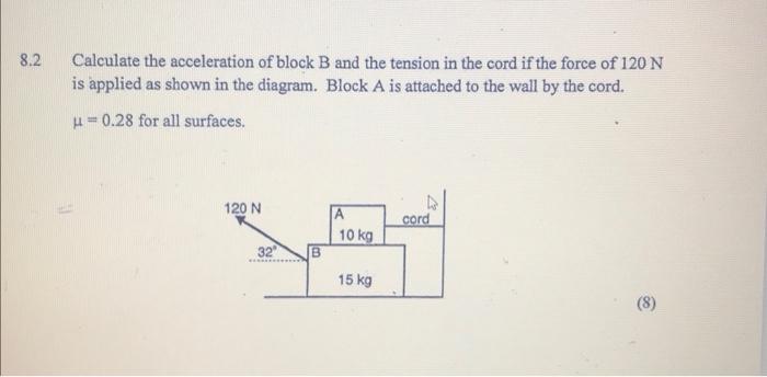 Solved Calculate the acceleration of block B and the tension | Chegg.com