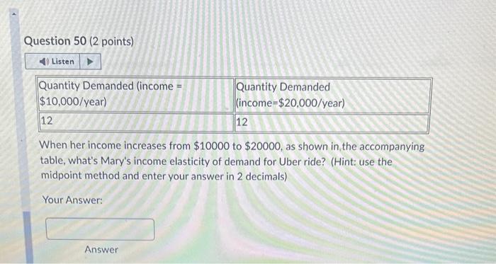 Solved When her income increases from $10000 to $20000, as | Chegg.com