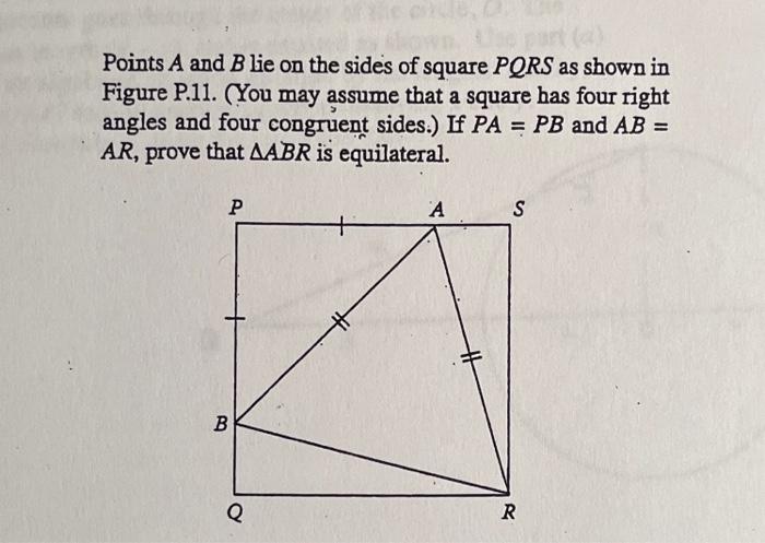Solved Points A and B lie on the sides of square PQRS as | Chegg.com