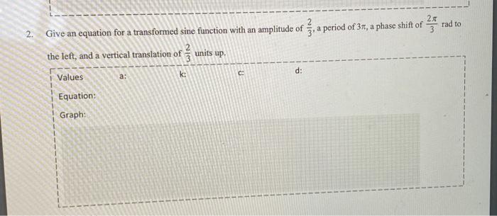 Solved Give an equation for a transformed sine function with | Chegg.com